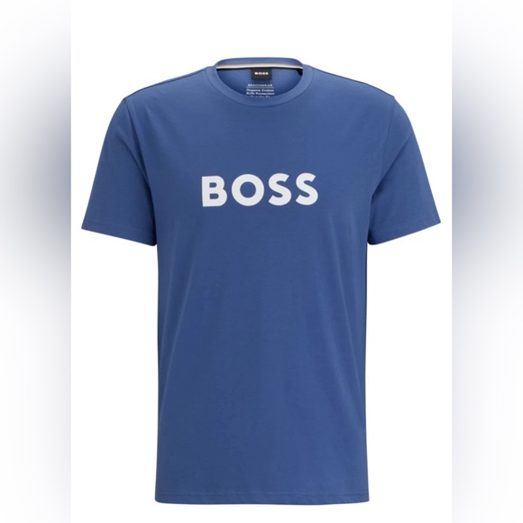 Hugo Boss | Shirts | Hugo Boss Tshirt With Large Logo Blue | Poshmark